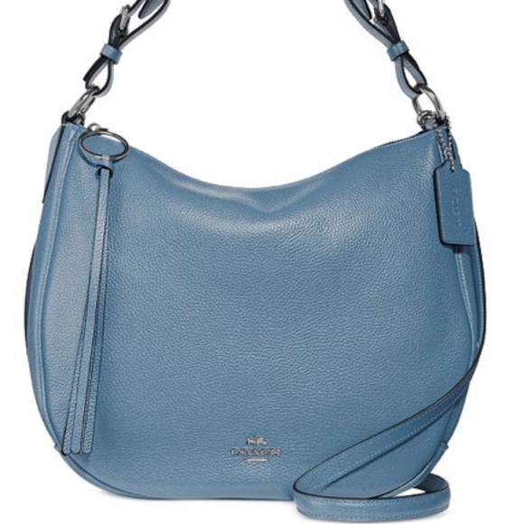 Bags | Nwt Coach Sutton Hobo In Polished Pebble Leather Slatesilver ...